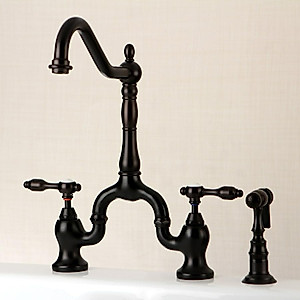 Kingston Brass KS7755TALBS Tudor Bridge Kitchen Faucet, Oil-Rubbed Bronze, 13.88 x 8.25 x 14.5