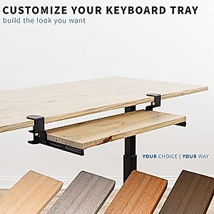 VIVO Clamp and 12 inch Rail Set for DIY Custom Wooden Keyboard Trays (Tray Not Included), Under Desk Pull Out Slider Track with Extra Sturdy C-clamp Mount System, Black, MOUNT-RAIL02