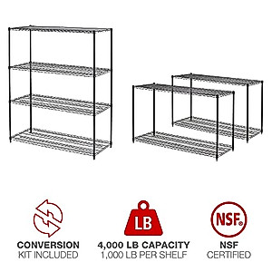 Alera All-Purpose Wire Shelving Starter Kit, Four-Shelf, 60w x 24d x 72h, Black Anthracite Plus