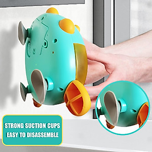 Bathtub Bubble Machine, Bath Bubble Maker Automatic Bath Toy for Baby Toddler Kids, Puffer Shape with Music, Bathroom Blowing Bubbles Funny Gift for Boys and Girls (Globefish Blue)