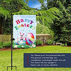 Upgraded Garden Flag Stand Banner Flagpole with 3 Prong Base, Black Wrought Iron Yard Garden Flag Pole - Holds Flags up to 12.5" in Width for Outdoor Garden Lawn