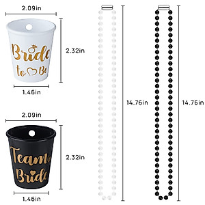 MGupzao Bachelorette Party Favors Shot Glass Necklace 12Pcs Bride to Be and Team Bride Cup Necklace with Plastic Beads for Bridal Shower Engagement Party Black and White