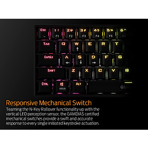 GAMDIAS Hermes E3 RGB Mechanical Gaming Keyboard Blue Switch with 19 Built-in Lighting Effects Certified Optical Switches and N-Key Rollover & Anti-Ghosting Functionality (Hermes E3 Black)