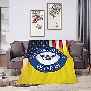 USS Coral Sea Cv-43 Flannel Abstract Throw Blanket, Super Soft Fleece Decorative Blankets Fuzzy Microfiber Blanket for Couch Bed Sofa