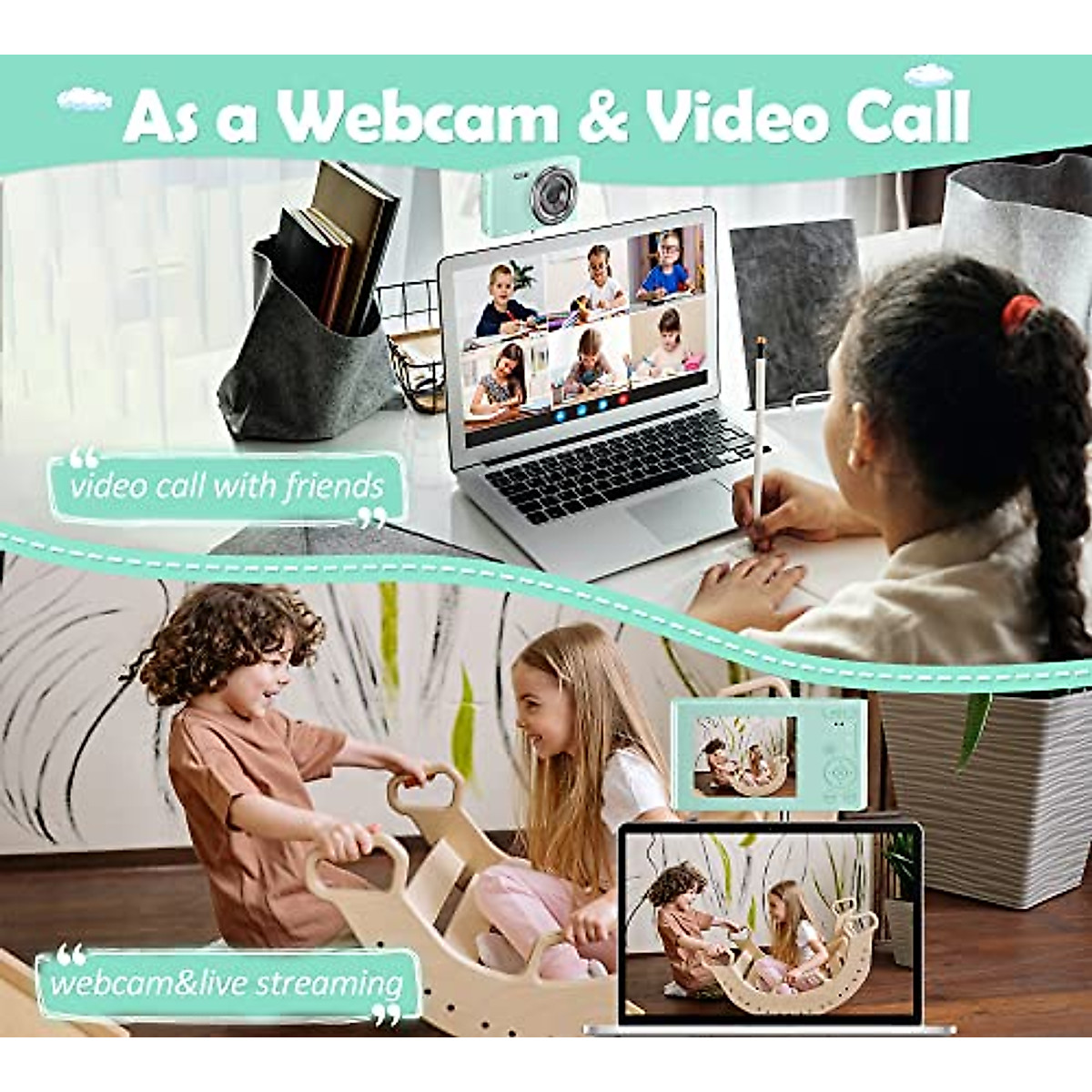 UIKICON Digital Camera, FHD 1080P Kids Camera Video Camera with 32GB SD Card 16X Digital Zoom, Compact Point and Shoot Camera Portable Small Camera for Teens Students Boys Girls - Green