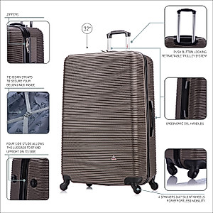 InUSA ROYAL Hardside Spinner Luggage with Ergonomic Handles | Spacious Travel Suitcase with Four Spinner Wheels and Studs | 32 Inch Extra Large Spinner Luggage | Brown
