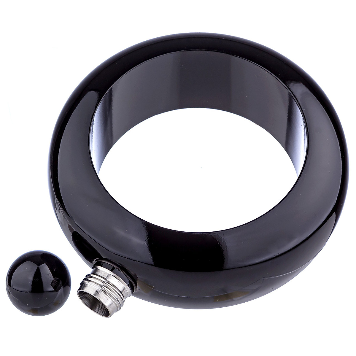 Bangle Bracelet Wine/Alcohol 3.5 oz Flask - Stainless Steel Black and Silver Creative Gift Set for Women - Bonus Funnel Included