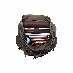 KAUKKO Vintage Casual Canvas and Leather Rucksack Backpack