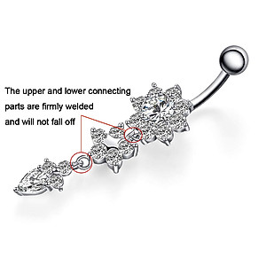 Gnoliew 14G Belly Button Rings Belly Flower Dangle Women Body Piercing Jewelry