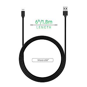 TALK WORKS Micro USB Cable 3 Pack 6ft Long Android Phone Charger Braided Heavy Duty Fast Charging Cord for Samsung Galaxy S6 / S7, Tablet, Bluetooth Speaker, Wireless Earbuds Headphones - Black