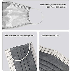 100pcs Disposable Gray Mask,3-Ply Face Masks with Earloops Mouth Shield