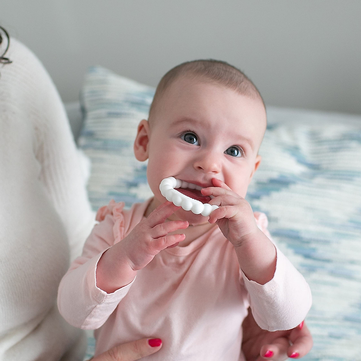 Dr. Brown's Flexees Beaded Teether Rings, 100% Silicone, Soft & Easy to Hold, Encourages Self-Soothe, 3 Pack, Black, White, Gray, BPA Free, 3m+