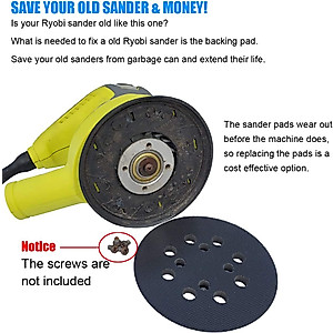 2 Pack 5" Hook and Loop Replacement Sander Pad for Ryobi RS290, RS241, RS240, RS280/RS280VS, RS281VS, P411 Random Orbit Sander
