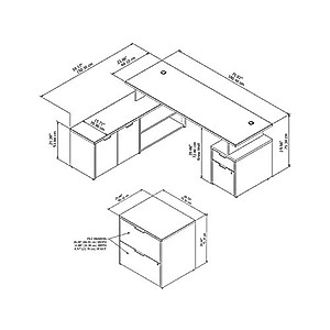 Bush Business Furniture Jamestown L Shaped Desk with Drawers and Lateral File Cabinet, 72W, Storm Gray/White