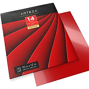 Arteza Heat Transfer Vinyl Red HTV Bundle, 14 Iron On Sheets, 10x12 Inches, Flexible & Easy to Weed, Use with Any Craft Cutting Machine, Boxed