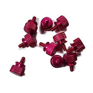 Primeonly27 10x Anodized Aluminum Computer Case Thumbscrews 6-32 Thread Computer Cover Power Supply PCI Slots Hard Drives DIY Pink