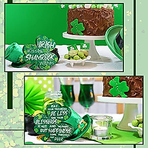 2 Pcs St Patrick's Day Table Wooden Signs Shamrocks Ornaments Irish Themed 5.91x5.78 Inch Lucky Tabletop St. Patrick's Table Decor Rustic Wood Centerpieces Green Shamrock Blocks Office Home Decor