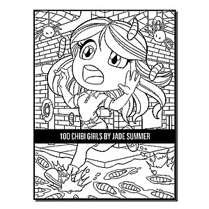 100 Chibi Girls: An Adult Coloring Book Collection with Cute Girls, Fantasy, Horror, Christmas, and More!