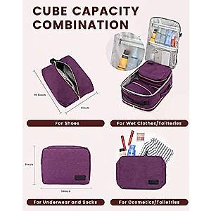 LOVEVOOK Large Travel Laptop Backpack Women, 40L Flight Approved Carry on Backpack Waterproof 17.3inch Luggage Daypack Business Weekender Overnight Backpacks Bag with 3 Packing Cubes, Purple