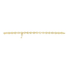 Floreo 10k Yellow Gold Textured Finish Heart Shape Lock and Key Link Charm Bracelet