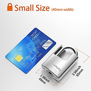 Stainless Steel Keyed Padlock for Outdoor Use, 40mm Width Anti Rust Heavy Duty Padlock Weatherproof, Security Padlock for Door, Gate, Garden, Garages, Fence, Warehouse, Tool Box (40mm-3Keys)