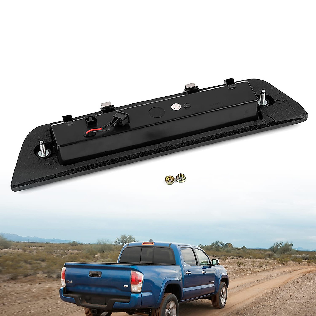 Led Third Brake Light Replacement for 2016 2017 2018 2019 2020 2021 2022 To-yota Tacoma SR SR5 TRD Pickup Trucks Strobe Led 3rd Brake Center High Mount Stop Lamp White Cargo Light Kit Smoked Lens