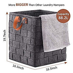 YOUDENOVA Laundry Hamper Felt Extra Large (88.2L) Organizer Storage Blanket Baskets with Handle for Living Room,Laundry Room