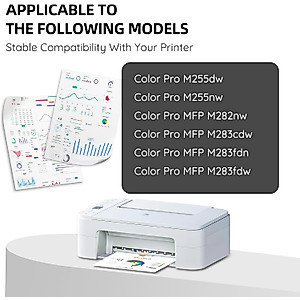 206A Toner Cartridges 4 Pack (with chip) : Replacement for HP 206A Toner Cartridges Set , Compatible with HP Color LaserJet Pro MFP M255, M282, M283 Series Printer Toner Cartridge (High-Yield, HP206A)
