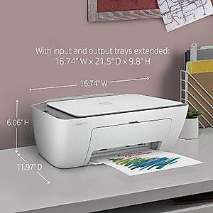 HP DeskJet 27 22 All-in-One Wireless Color Inkjet Printer, White - Print, Scan, Copy - 1200 x 1200 dpi, Flatbed Scanner, Icon LCD Display, WiFi, Bluetooth, USB Connectivity, CBMOUN Printer Cable