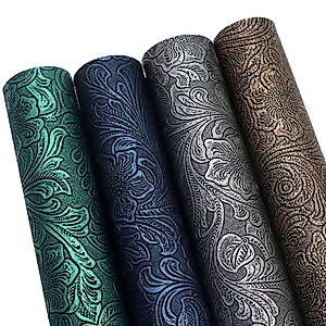David accessories Bump Texture Faux Leather Sheet 4 Pcs 7.7" x 12.9" (20 cm x 33 cm) Plain Geometric Pattern Printed Faux Leather Fabric Sheet for DIY Bows Earrings Making Crafts (D)