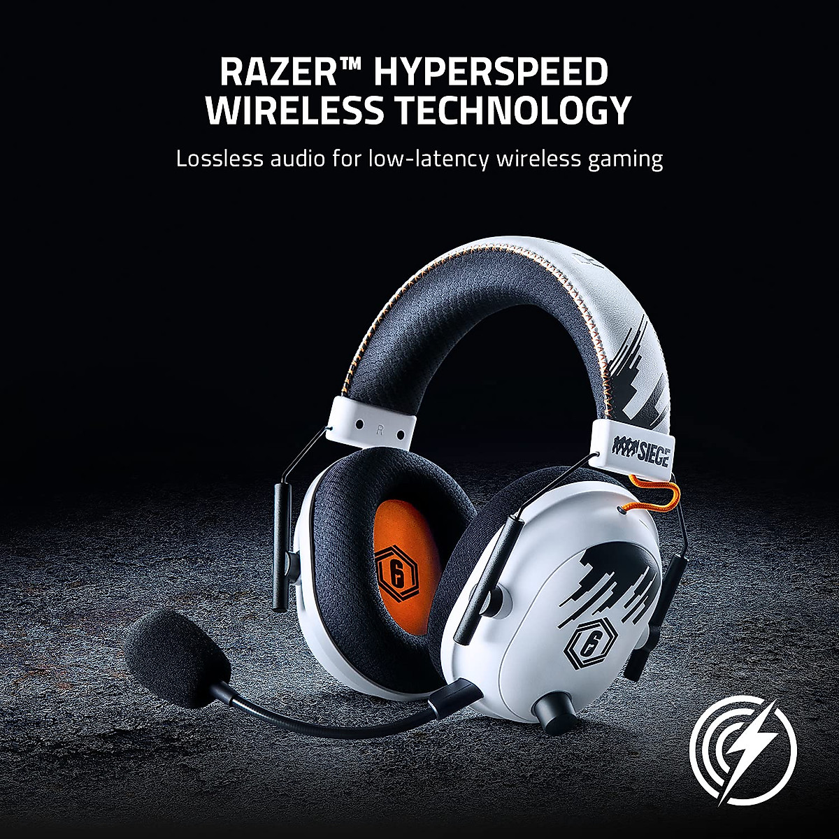 Razer BlackShark V2 Pro Wireless Gaming Headset: THX 7.1 Spatial Surround Sound - 50mm Drivers - Detachable Mic - for PC, PS5, PS4, Switch - Six Siege Special Edition