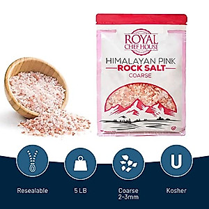 Himalayan Pink Salt 5 lbs Coarse Grain Bulk Bag - Hymalain Pure Gourmet Crystals - Himilian 100% Natural - Contains 84 Minerals -Suitable for Body Bath Scrubs Table Salt Grinder & Salt Mills - Kosher