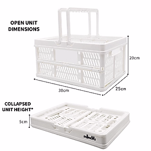 ZHJINGYU crates for storage,plastic baskets for organizing,Plastic Storage Crate,Foldable Milk crate with Handles,collapsible storage crate,car basket,for Kitchen,Bathroom,Medicine
