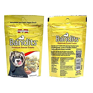 Petlewa MarshalBandits Premium Ferret Treats Variety Pack - 5 Flavors Chicken, Raisin, Peanut Butter, Banana, and Meaty Bacon - 3 Ounces Each 5 Total Pouches