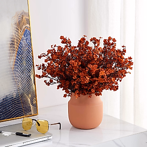 IUKnot Baby's Breath Flowers Bulk Artificial Flowers 7.8'' Rust Orange Gypsophila Flowers Fake Baby Breath Bouquet for Home Kitchen Wedding Garden Party Decor 8 Bunches (Vase is not Included)