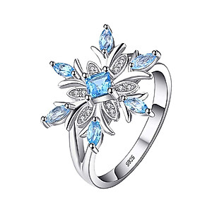 1X Women Jewellery Ring Silver Christmas Snowflake Blue Crystal Wedding Party Thumb Knuckle Ring Love Gift Size 8 Durable and Useful Deft and Fashion