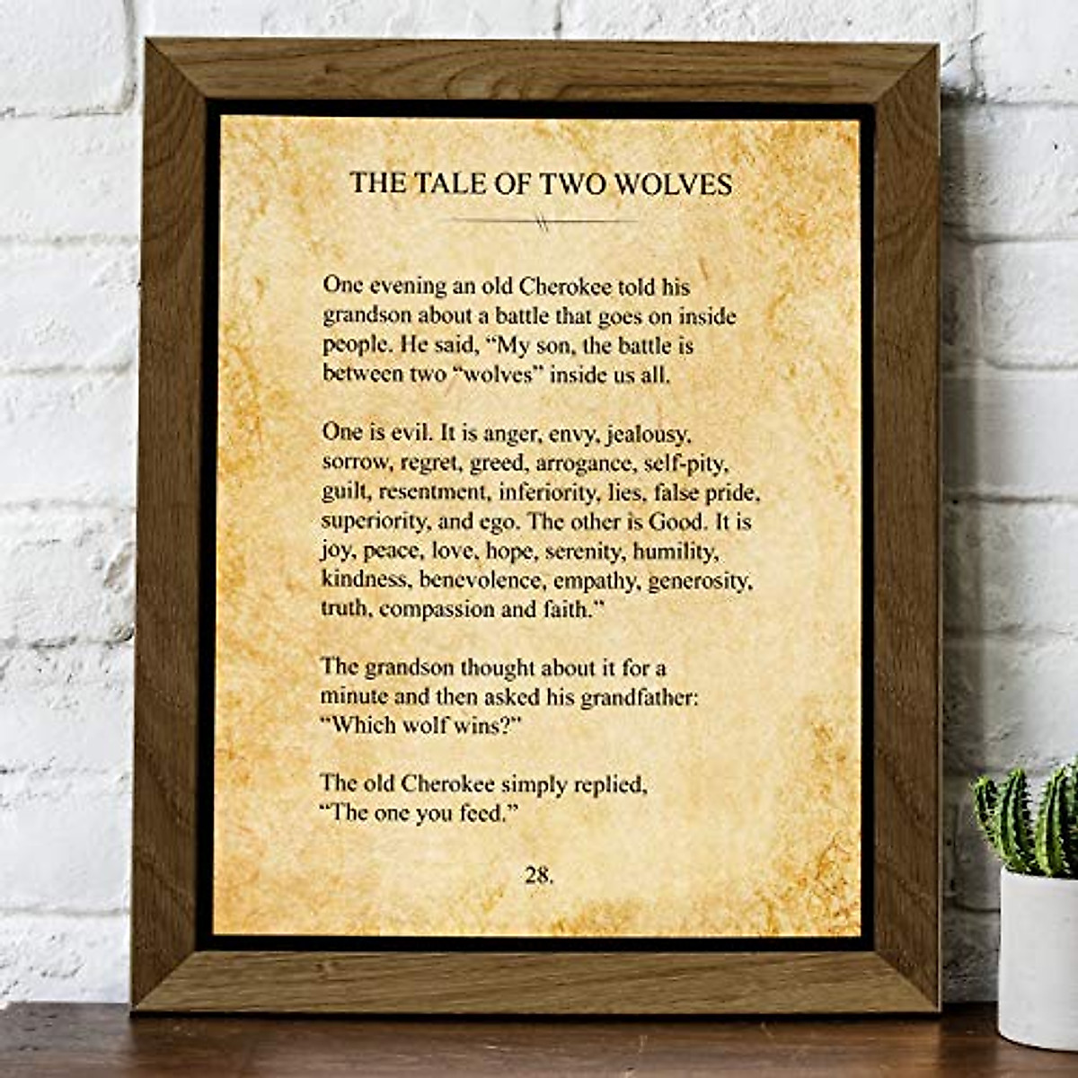 "The Tale of Two Wolves" Cherokee Indian Tale-Vintage Book Page Print -8 x 10" Spiritual Wall Art Print-Ready to Frame. Inspirational Home-Office-Classroom-Library Decor. Great Native American Sign!