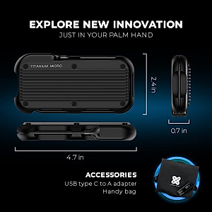 Titanium Micro Mercury 2TB External SSD Up to 1000MB/S NVMe USB 3.2 Gen 2 IP66 for PC Mac Android and Game Console