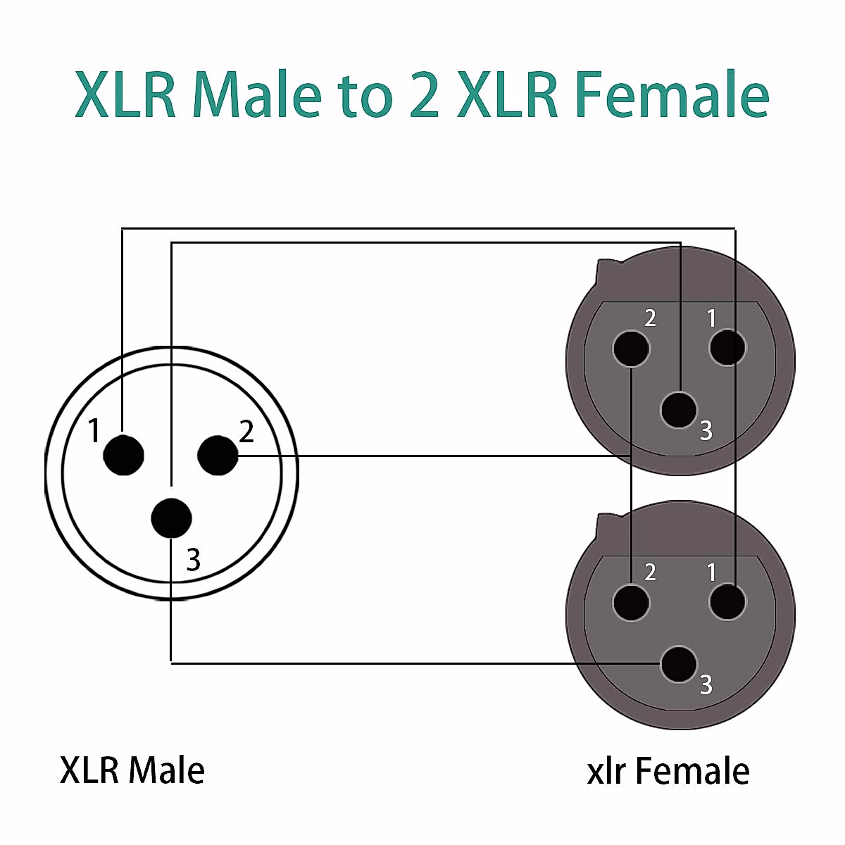 JOMLEY XLR Splitter Y-XLR Cable, 1 Male to 2 Female XLR Microphone Splitter Y Cord Balanced Microphone Adapter Patch Cable - 5ft