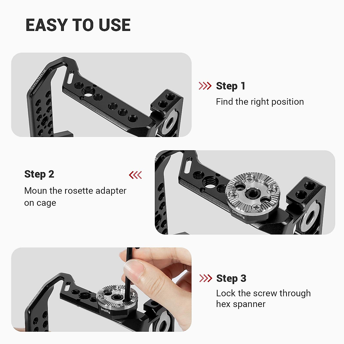 SMALLRIG Standard Rosette Bolt-On Mount (M6 Thread, 31.8 Diameter) for Camera Cage and Accessories - 1939