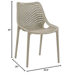 Meridian Furniture 328Taupe Mykonos Collection Modern | Contemporary Outdoor Patio Dining Chair with Taupe Polypropylene Plastic, Weather Resisting, 20" W x 24.5" D x 33" H, Taupe, Set of 4