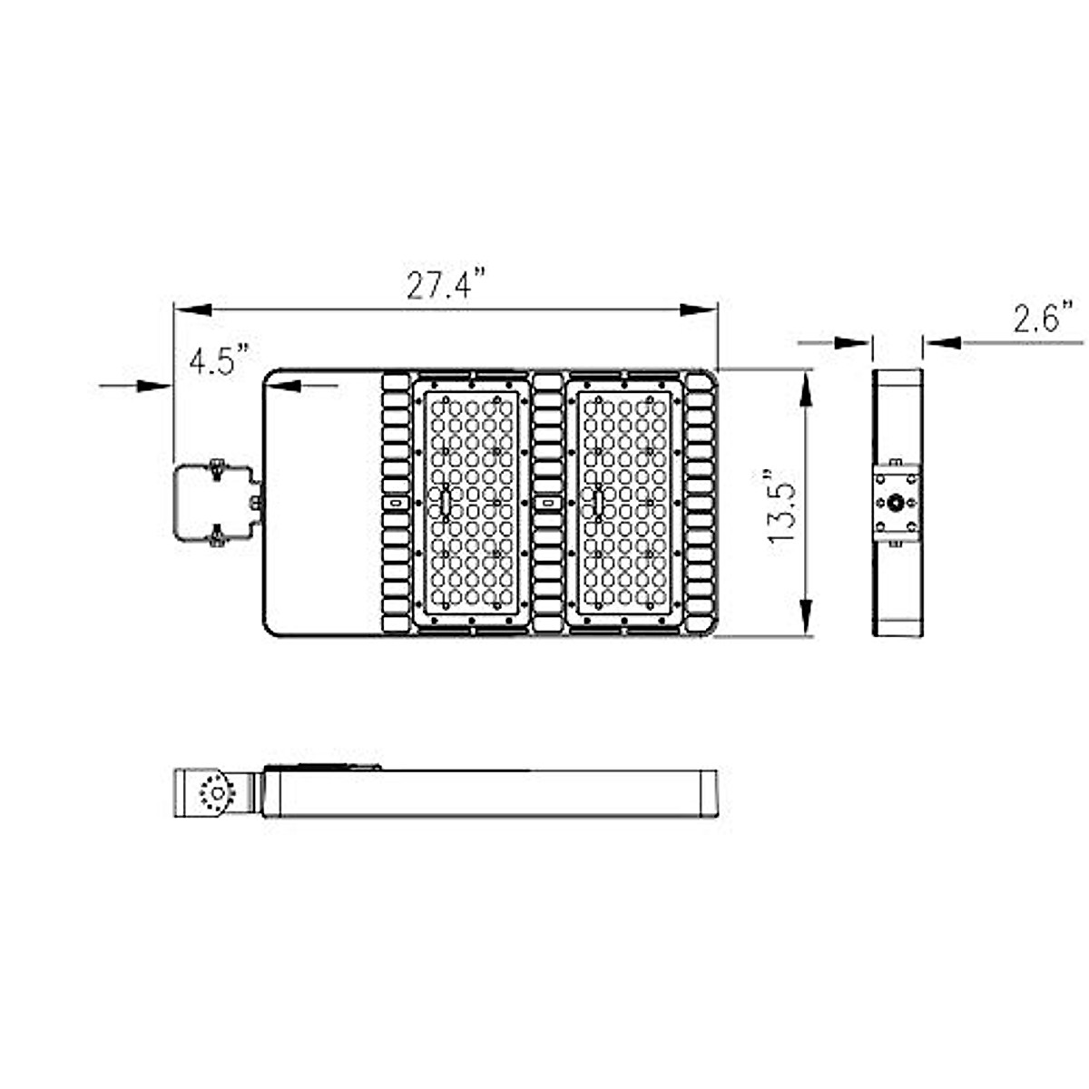 LED Parking Lot Lighting 300w - 39,000 Lumen - Super Efficiency LED Shoebox Pole Light - 5000K Bright White - Replaces 1200W Halide – Outdoor LED Area Lights – Trunnion Mount Yoke – ETL & DLC Listed