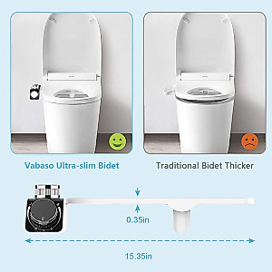 Self-Cleaning Non-Electric Dual Nozzle Bidet Attachment for Toilet Seat with Warm Water Jet Spray for Toilet Bathroom Bidet Toilet Sprayer Adjustable Water Pressure, Rear and Feminine Wash