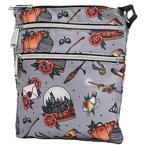 Loungefly Harry Potter Passport Crossbody Travel Bag AOP Relics Tattoo Print