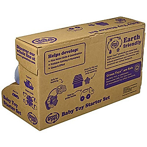 Green Toys Baby Toy Starter Set (First Keys, Stacking Cups, Elephant) Closed Box