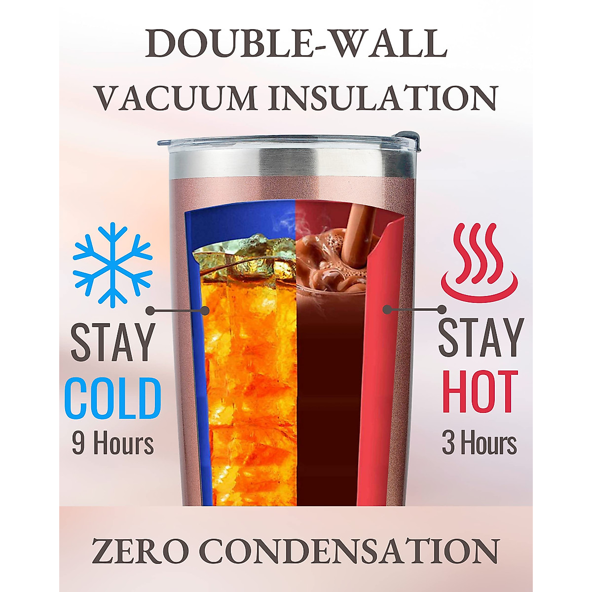 Onebttl Happy Birthday Tumbler for Women, Funny Birthday Gifts for Her, Girlfriend, Friends, Mom, Daughter, Sister, 20 oz Insulated Cup with Lid, Queens are Born in October, Rose Gold