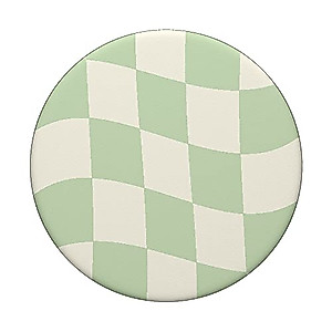 Danish Pastel Aesthetic Green Checkered PopSockets Standard PopGrip