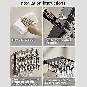 NEWRAIN Clothes Drying Rack, Aluminum Alloy Laundry Clothing Drying Hanger with 26 Pegs for Drying Towels, Bras, Lingerie, Baby Clothes，Socks