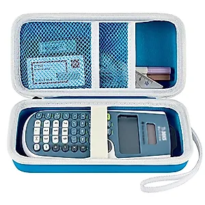 Case Compatible with Texas Instruments TI-30XS for MultiView Scientific Calculator, Storage Holder Carrying Organizer Bag with Mesh Pocket for Pens, Pencil, Batteries and Accessories (Box Only) -Blue