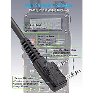 2 Pack Heavy Speaker Mic w/Reinforced Cable for Baofeng Radios BF-F8HP BF-F9 UV-82 UV-82HP UV-82C UV-5R UV-5R5 UV-5RA UV-5RE UV-5X3 V2+ BTECH Retevis Radioddity TYT Kenwood Radios, Shoulder Microphone